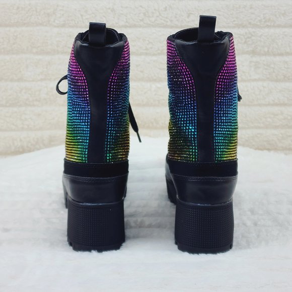 Wild Diva | Shoes | Diva Shine Colorful Rainbow Rhinestone Black ...
